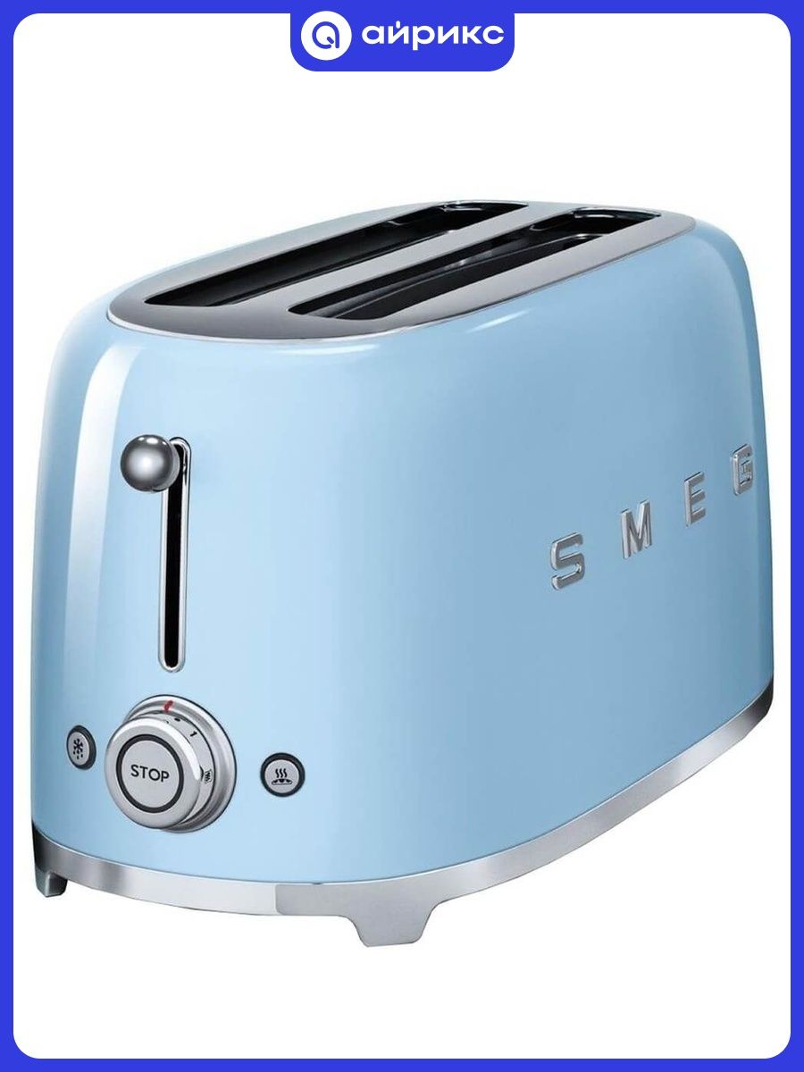 Тостер Smeg TSF02PBEU, 1500 Вт, 2 отделения, 6 режимов, голубой