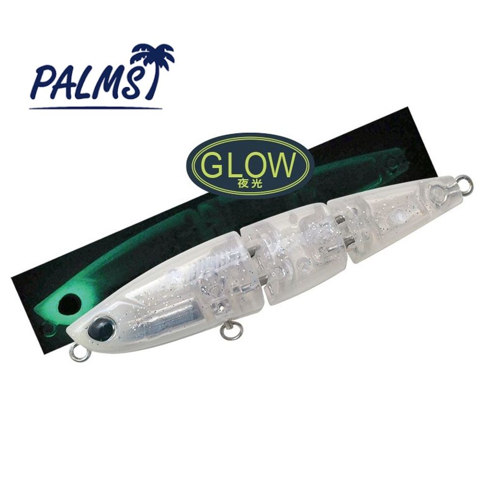 Воблер PALMS BIT ARTS GOLD CURREF JOINTED 70JS Glow трехсоставной светящийся.