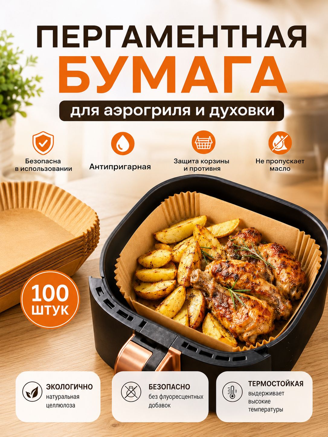 Поднос, 22 см х 23 см, 100 шт