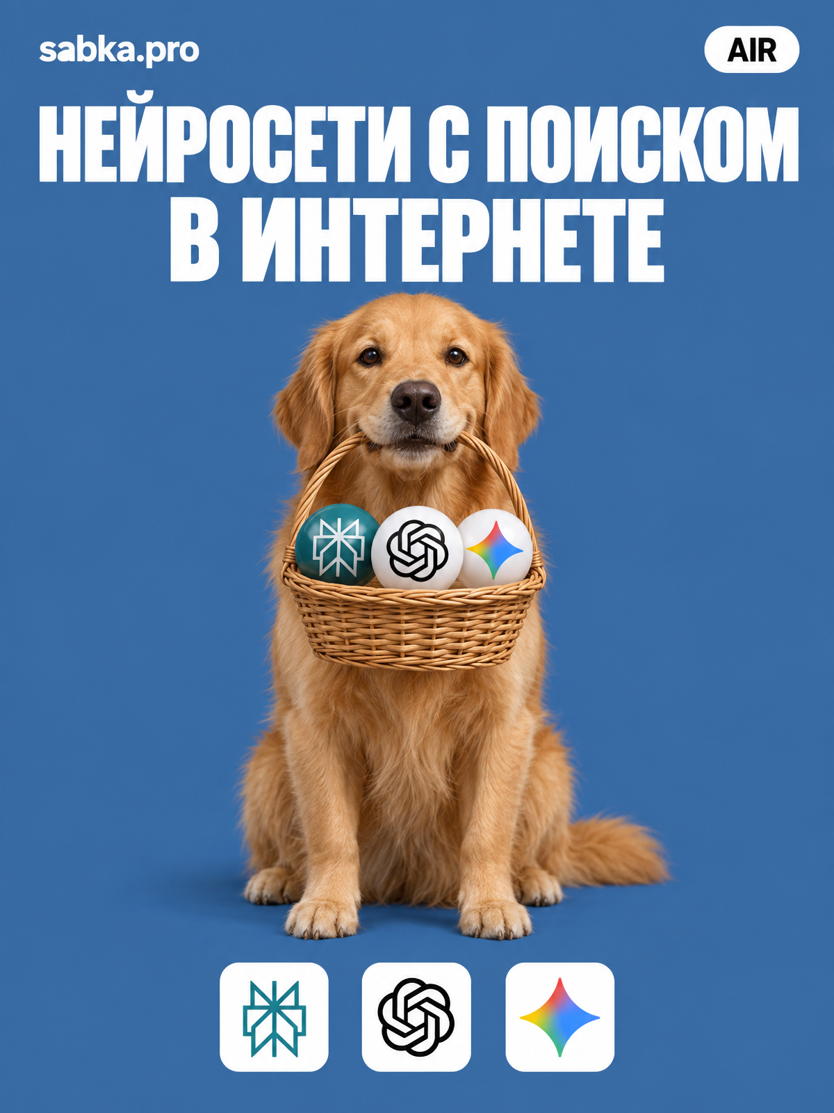 Gemini, ChatGPT и Claude с поиском в интернете — 30+ нейросетей, Сабка Air, 1 месяц