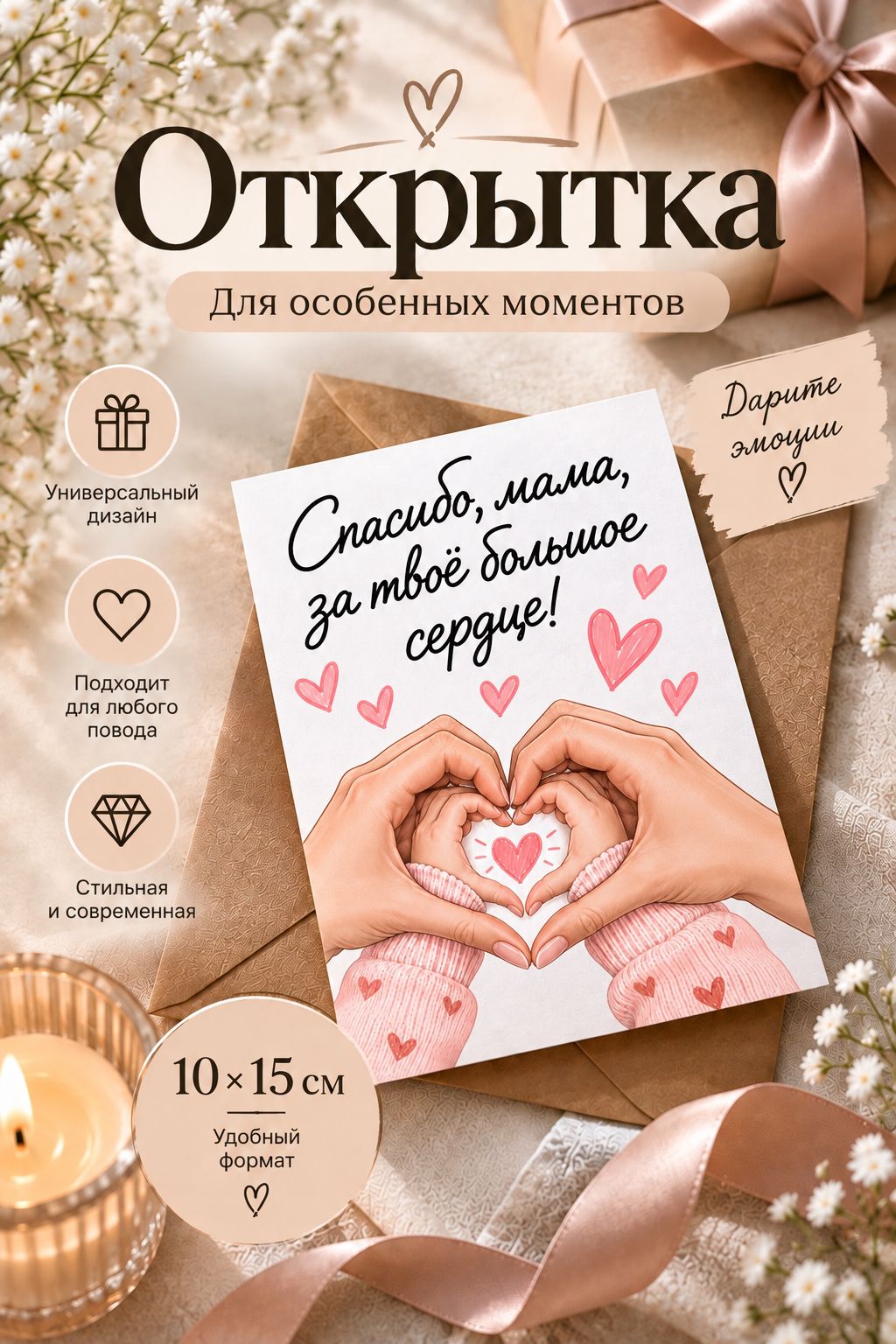 Открытка на День матери, открытка маме