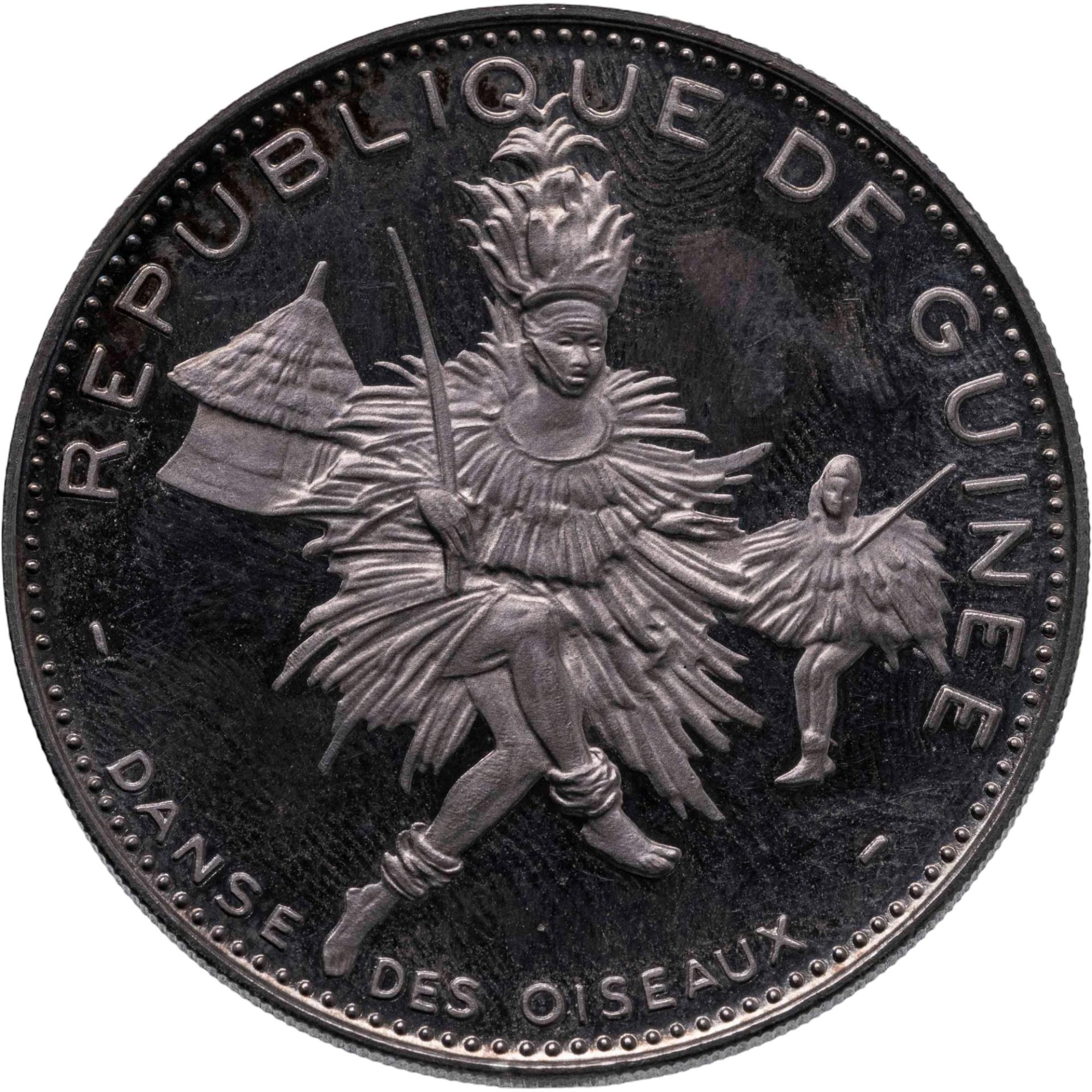 Гвинея 500 франков francs 1970 "Oiseaux Dancers - Птицы-танцоры", Серебро, в сохранности Proof