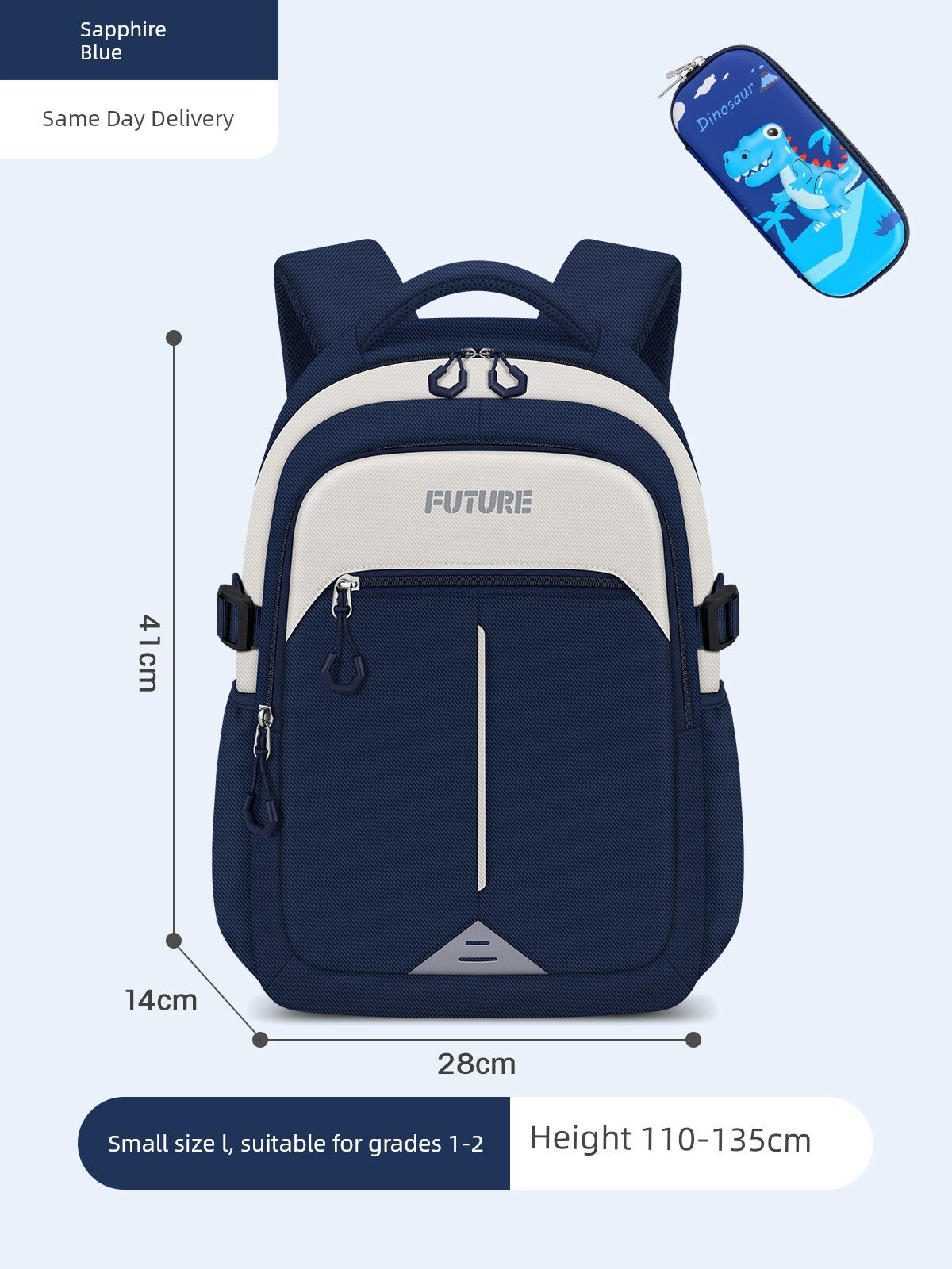 Маленький бирюзовый школьный рюкзак с набором канцелярии для классов 1-2, компактный размер