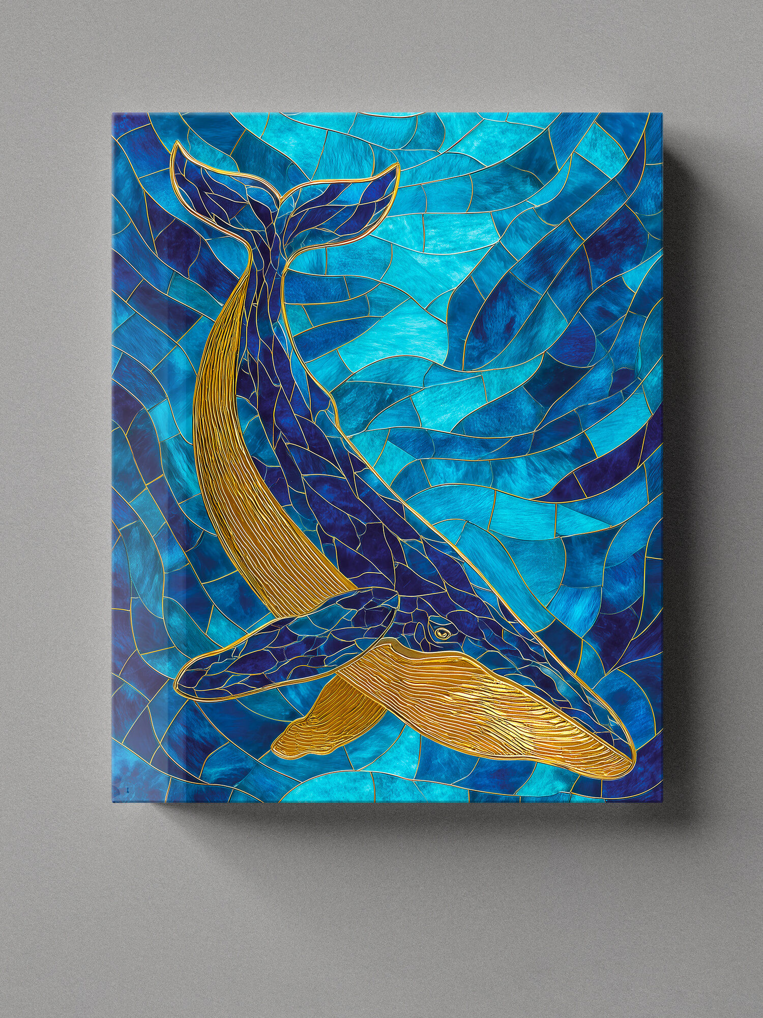 Картина Postermarket "Кит, витраж" стекло, цифровая печать, 40х50 см,