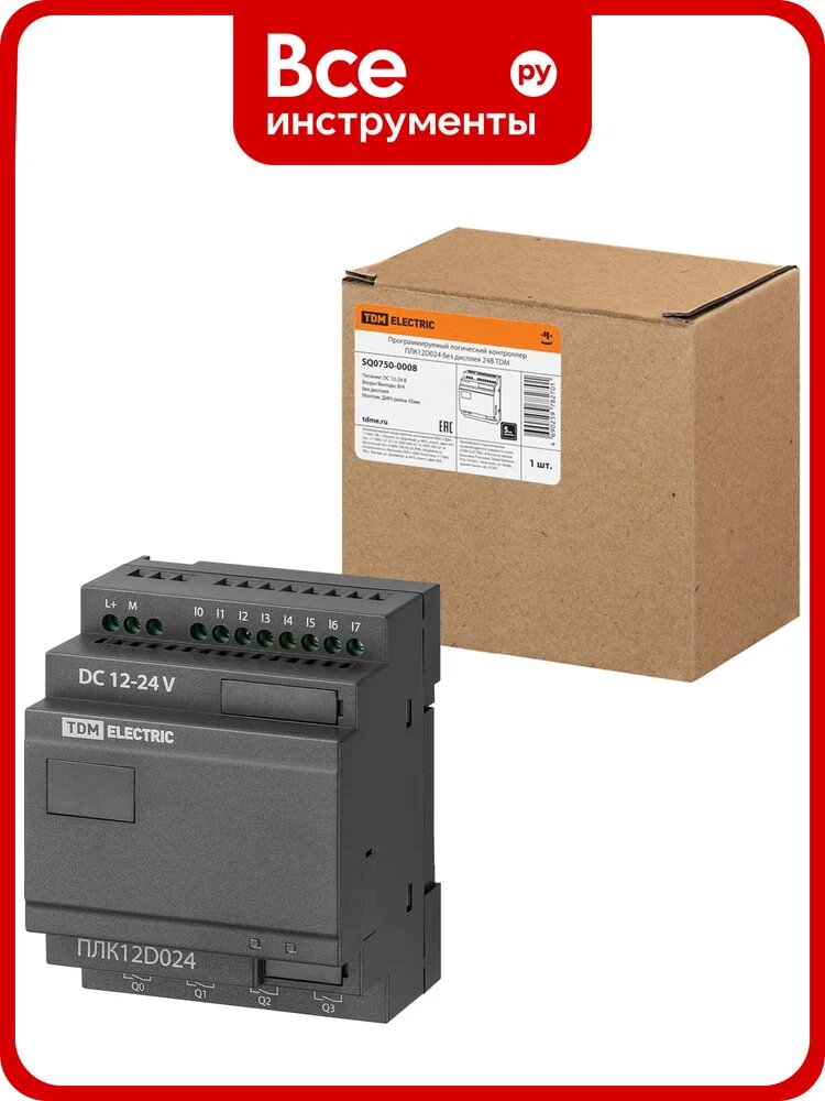 Программируемый логический контроллер TDM ELECTRIC ПЛК12D024 без дисплея 24В SQ0750-0008