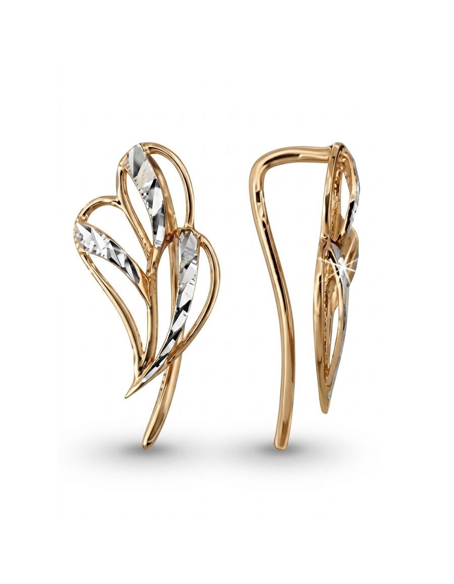 Серьги каффы красное золото, 375 проба