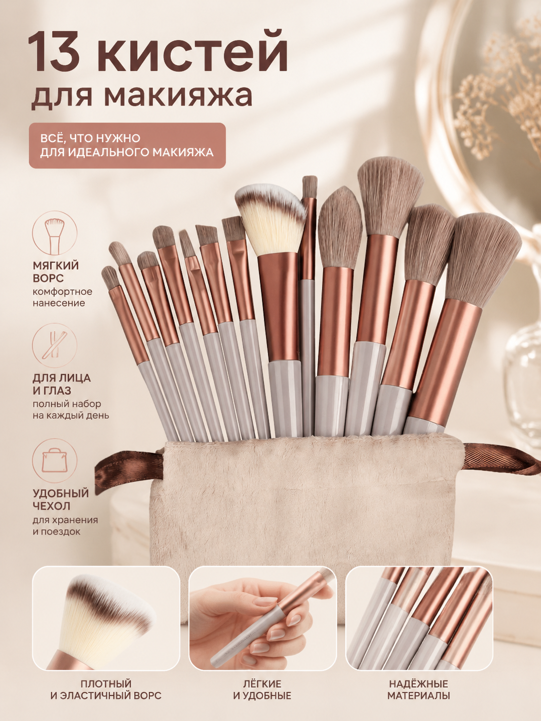 Многофункциональный набор кистей для макияжа из 13шт