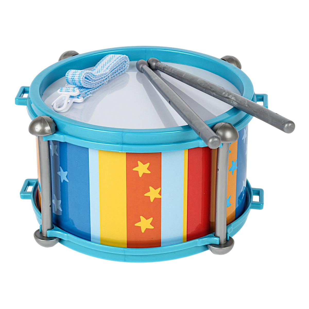 Барабан детский "Jazz Drum" с палочками, пластик, разноцветный принт, для развития ритма — фото 1