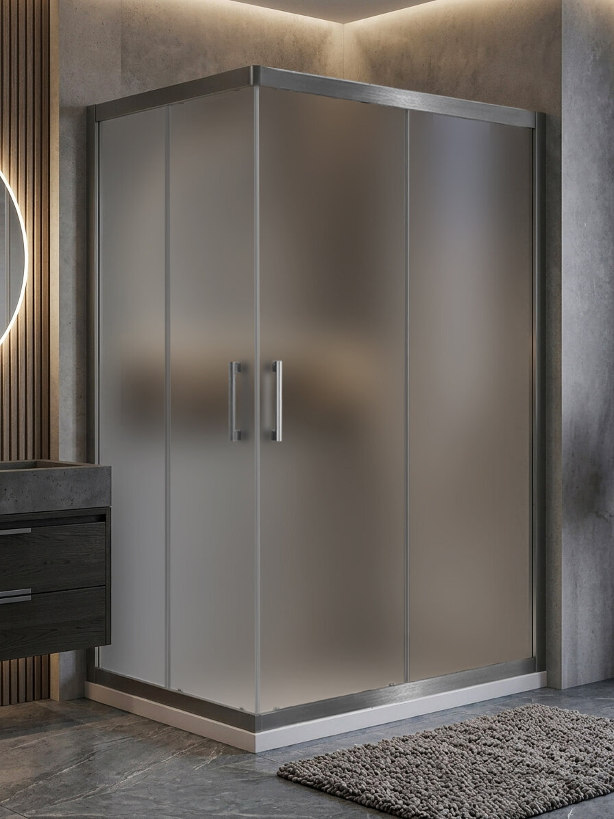 Душевой уголок Royal Bath 120х90х200 закаленное стекло 6 мм матовое профиль серый брашированный