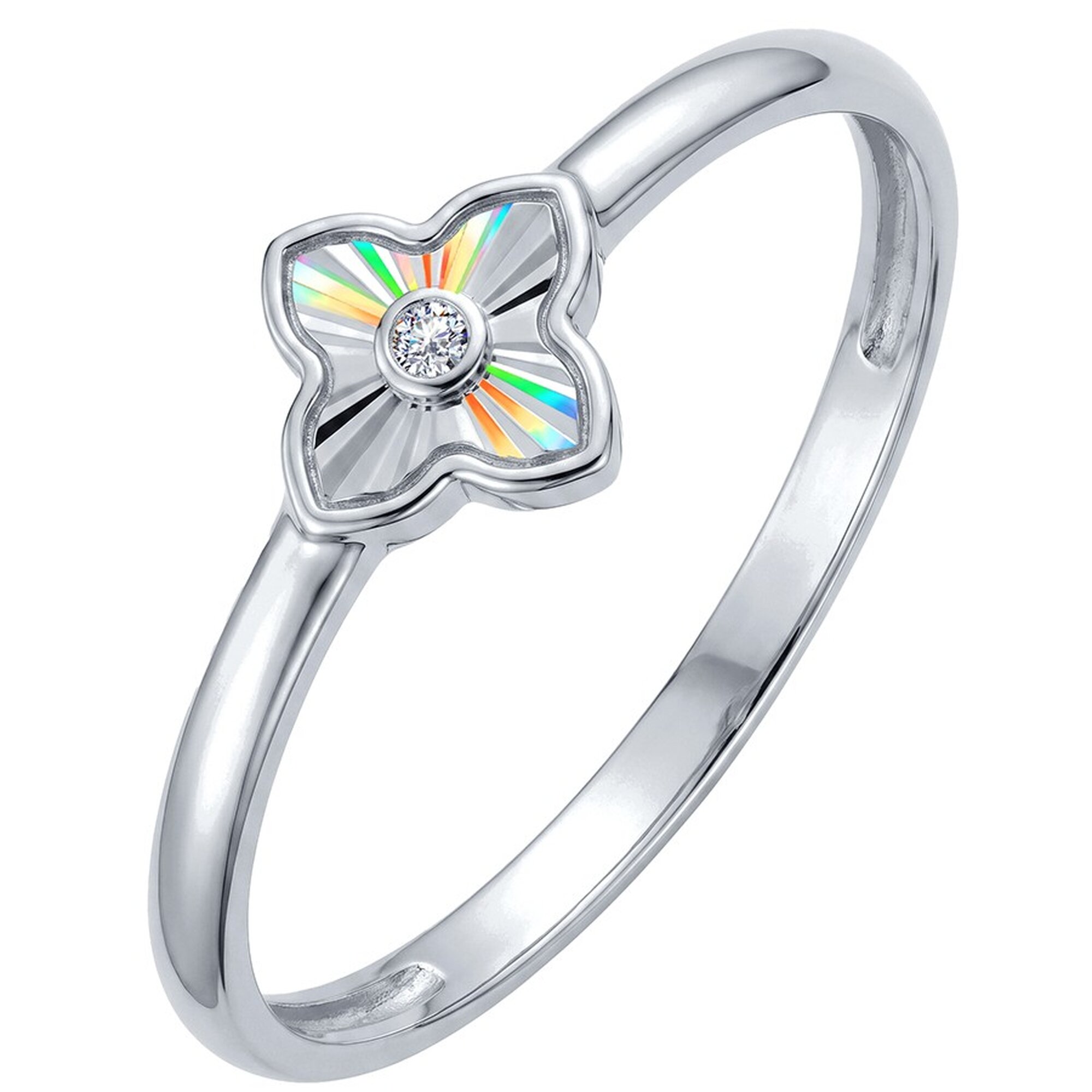 Кольцо Diamant online, белое золото, 585 проба, фианит