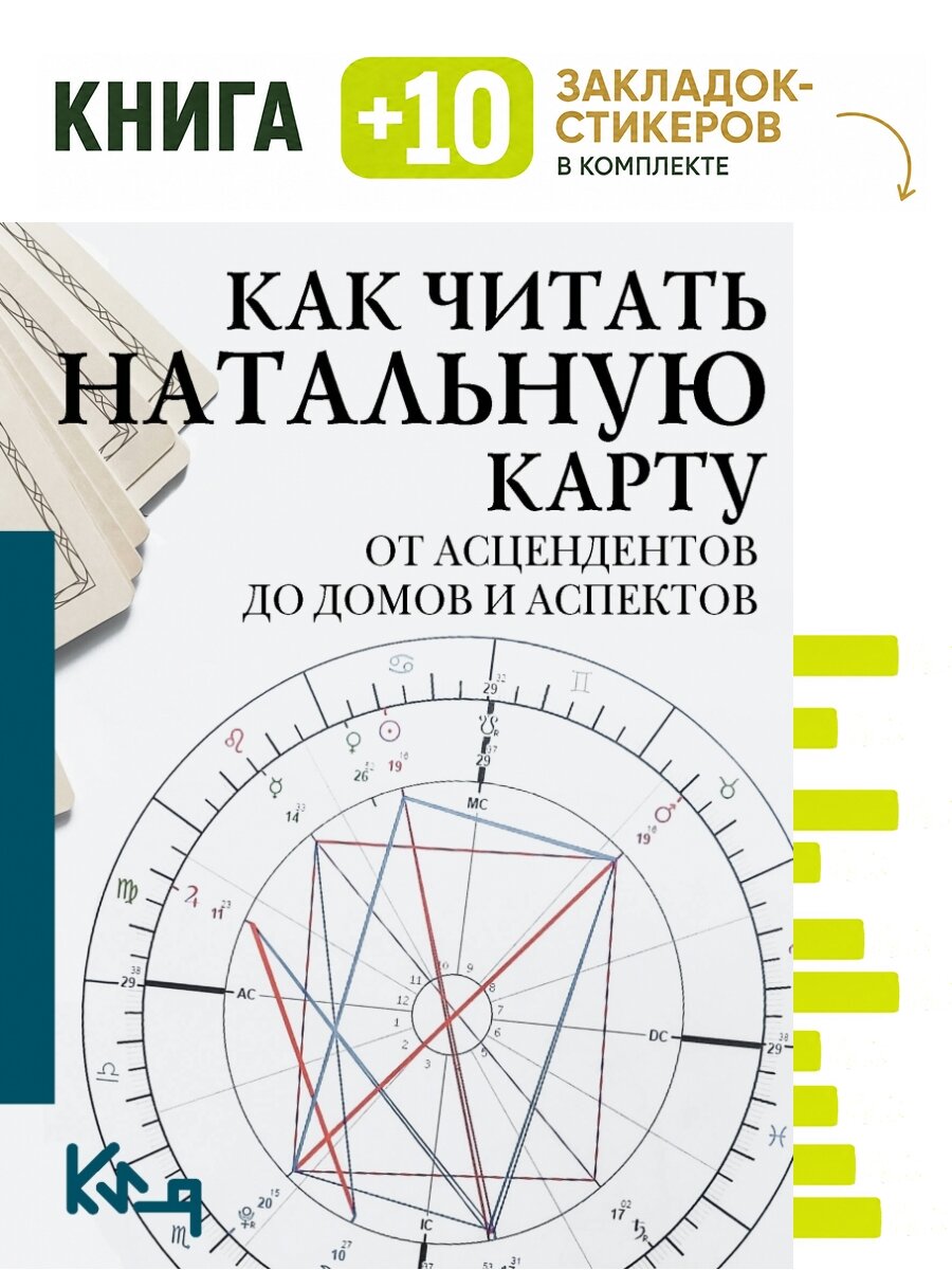 Как читать натальную карту. От асцендентов до домов и аспектов. Комплект: книга + 10 закладок-стикеров