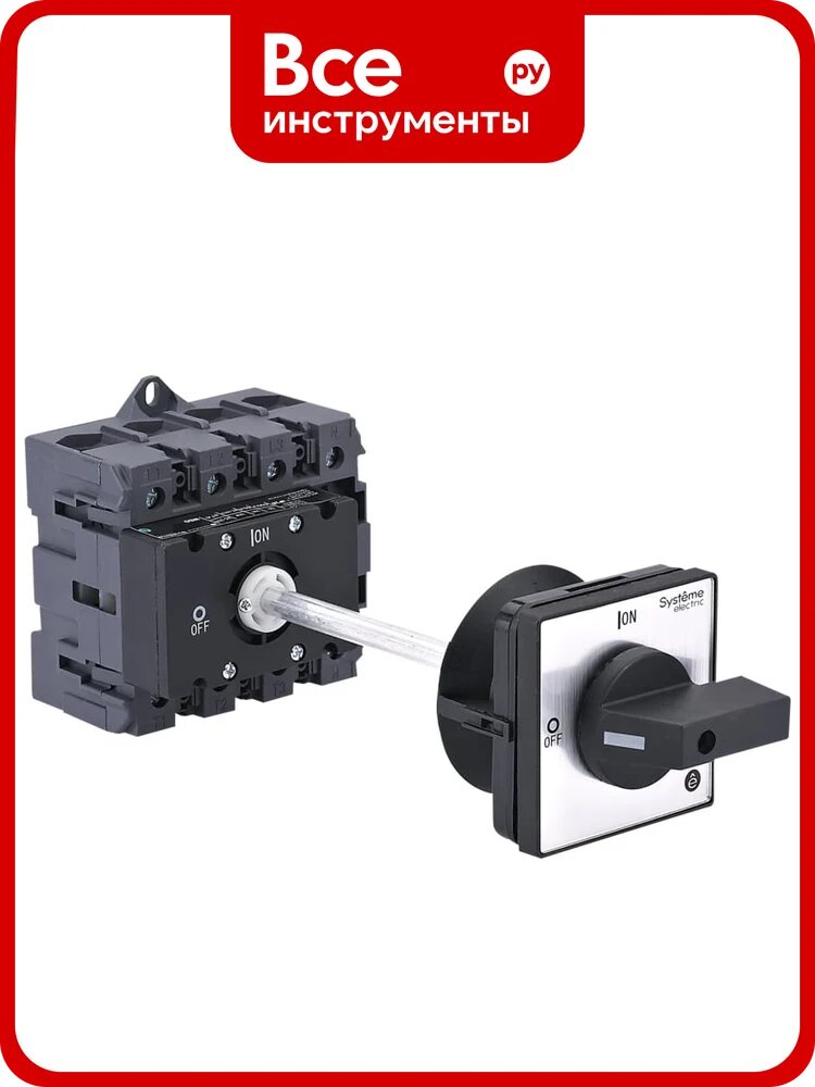 Выключатель разъединитель Systeme Electric 4P 100A IP20, с черной выносной рукояткой, на ДИН-рейке/плате MSD100440B