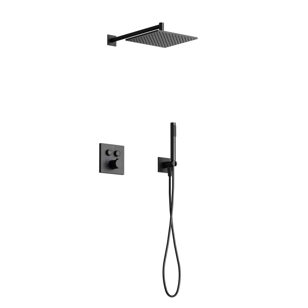 Душевой комплект Sancos Linn SC9022MB 5 в 1, встраиваемый, с внутренней частью в комплекте, с термостатом, со смесителем, с тропическим душем, латунный,