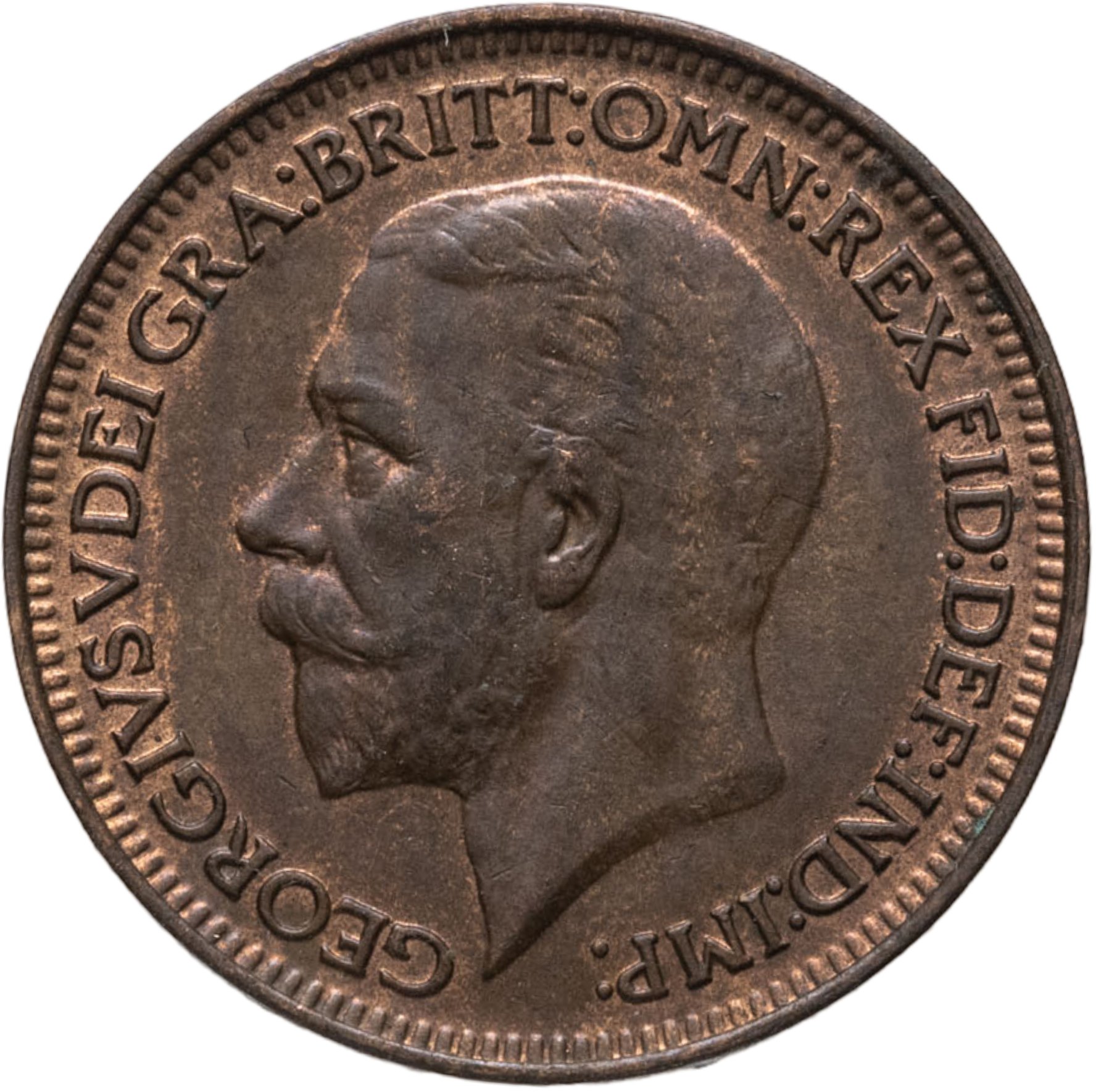 Великобритания 1 фартинг farthing 1932, Бронза, в сохранности AU