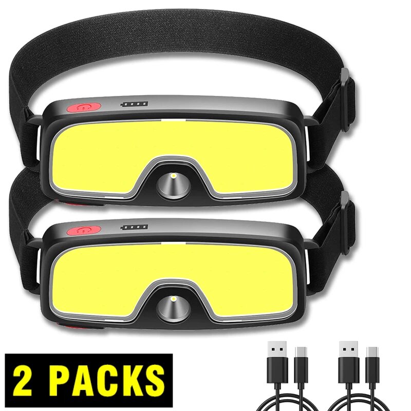 Налобный фонарь COB, 3 режима, USB зарядка, 1200 мАч 2pcs