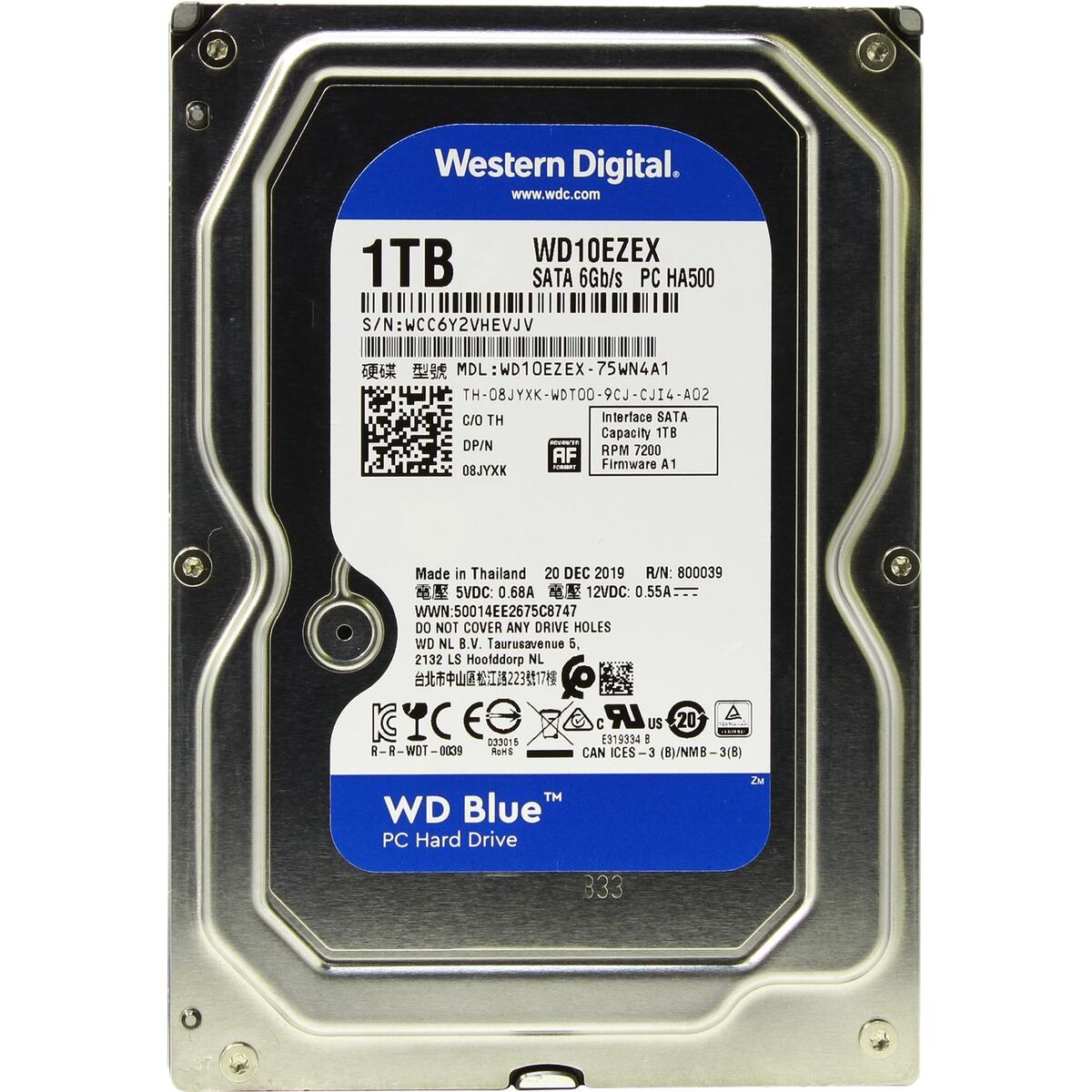 HDD 1 Tb SATA 6Gb/s Western Digital Blue WD10EZEX Recertified 3.5" 7200rpm 64Mb