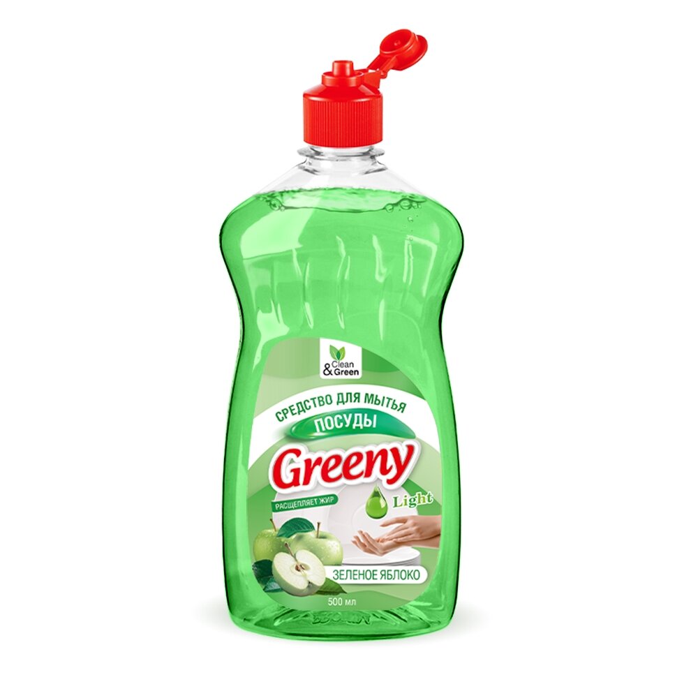 AVS CG8520 Средство для мытья посуды "Greeny" Light "Яблоко" 500 мл. Clean&Green CG8520
