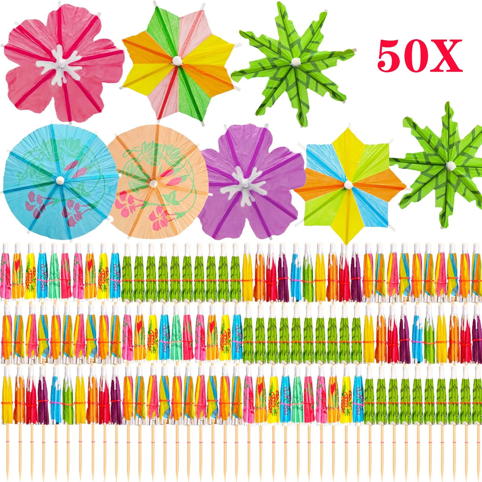Бумажные коктейльные зонтики Grhuct, набор миниатюрных 50PCS