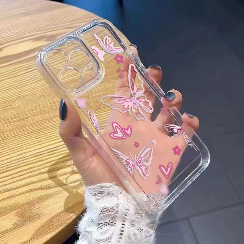 Чехол на Айфон 16 / iPhone 16 Прозрачный с пастельными розовыми крыльями силиконовый ударопрочный
