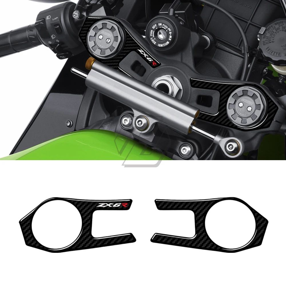 3D углеродная наклейка на топливный бак и тройной хомут для Kawasaki ZX6R ZX-6R 2009-2011 защитный декоративный аксессуар