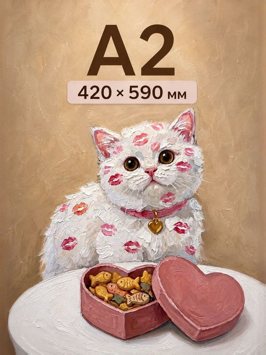 Котик с поцелуями А2 — фото 1