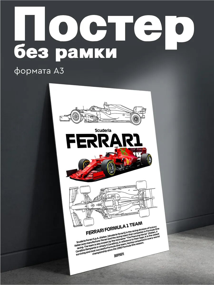 Постер на стену Формула 1 ferrari плакат А3