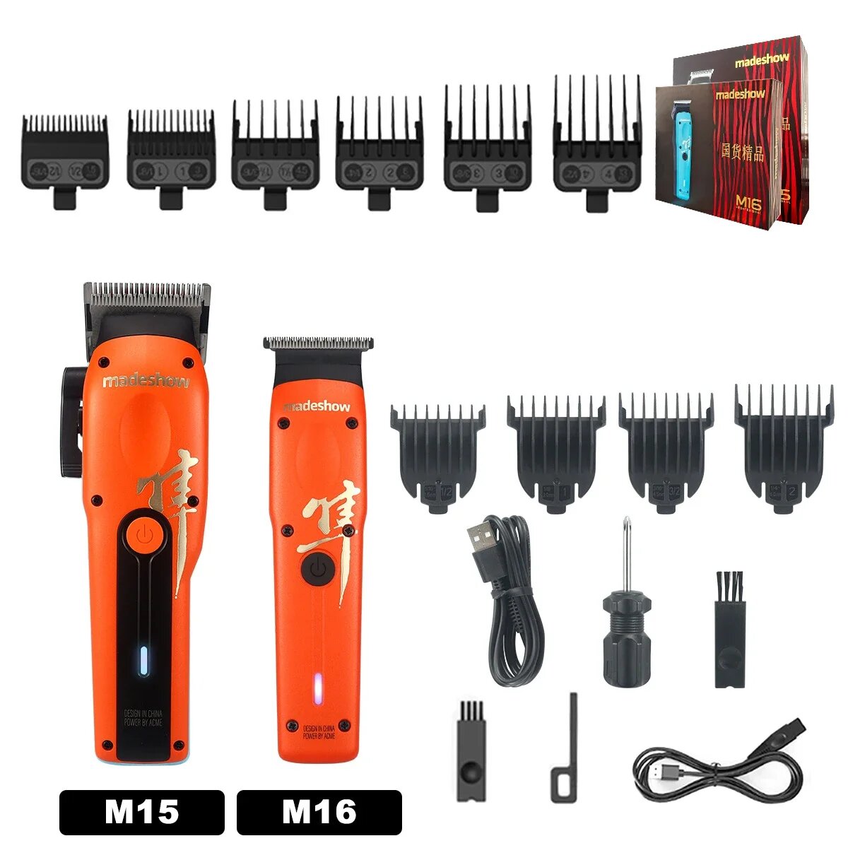 Мadeshow M16 Триммер для волос Orange Kit-Box