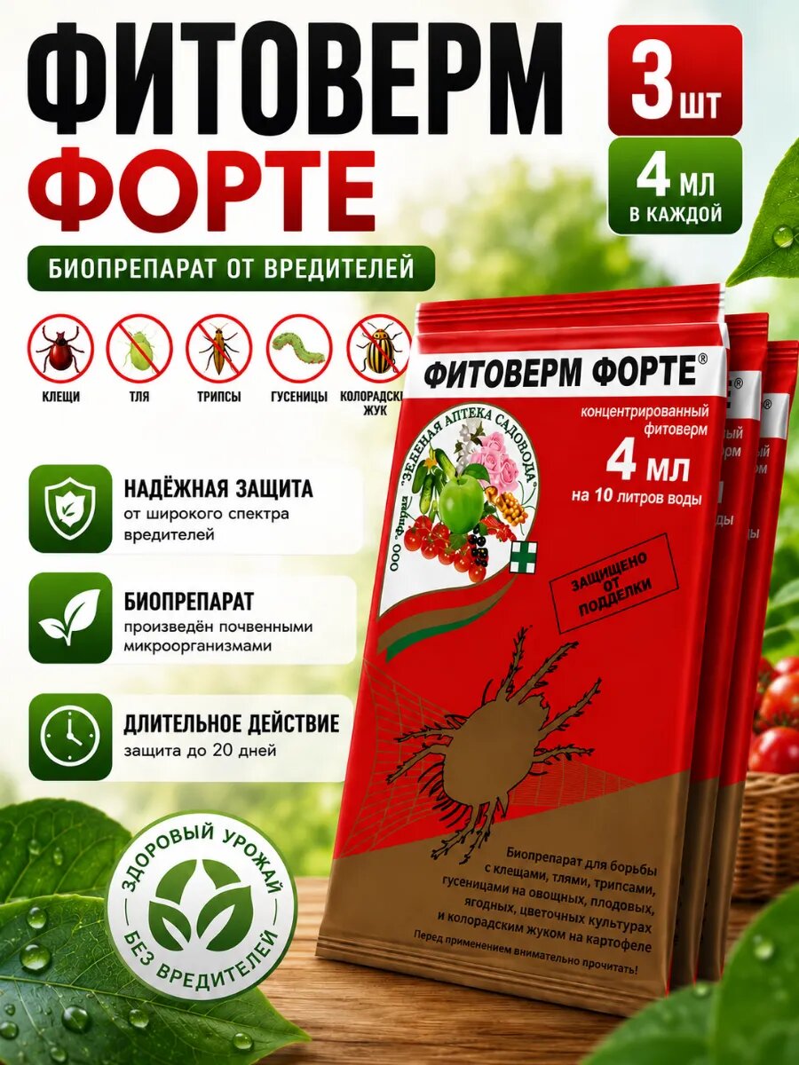 Фитоверм форте от паутинного клеща и тли 3 шт х 4 мл