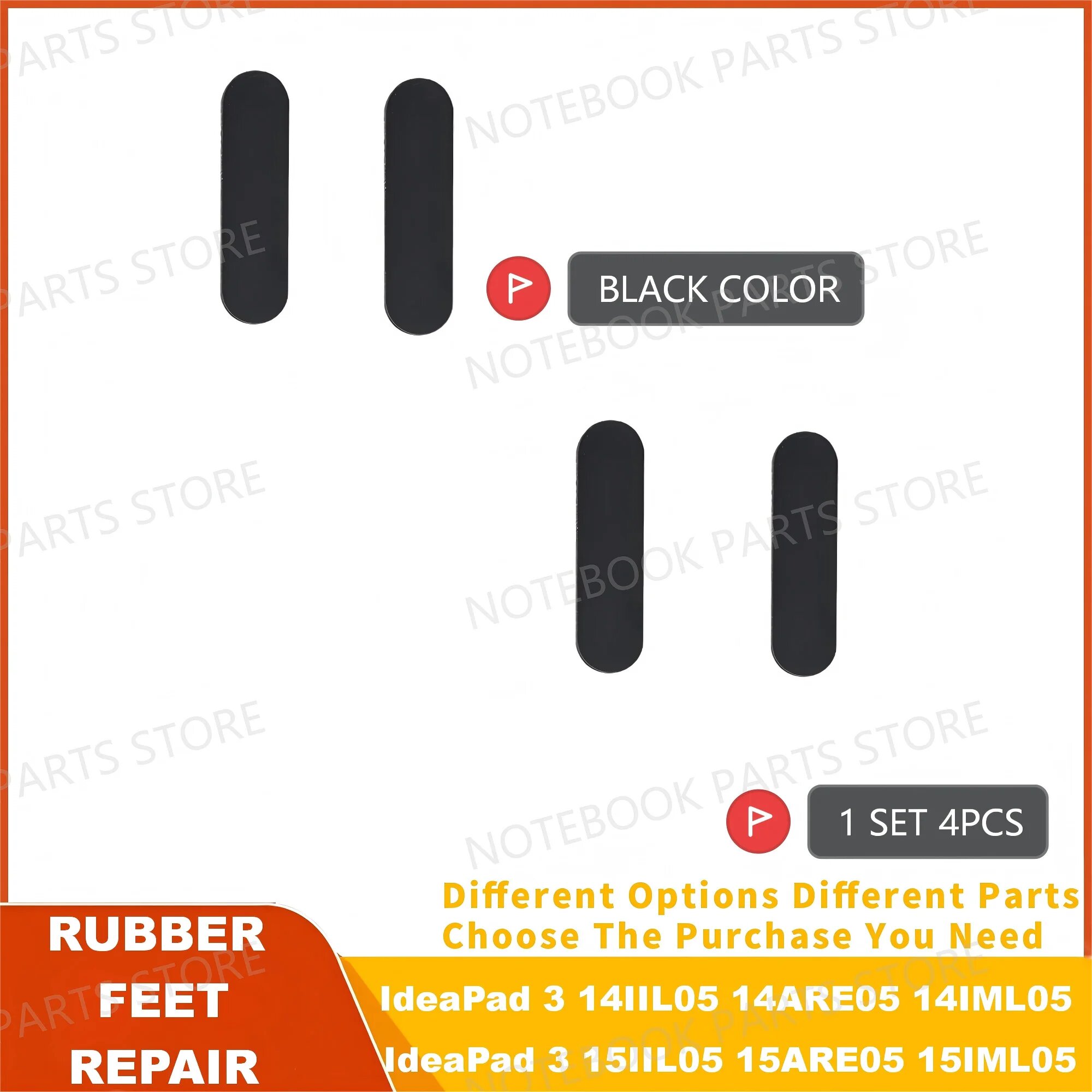 Резиновые ножки для Lenovo Ideapad 3 1 SET 4 pcs black