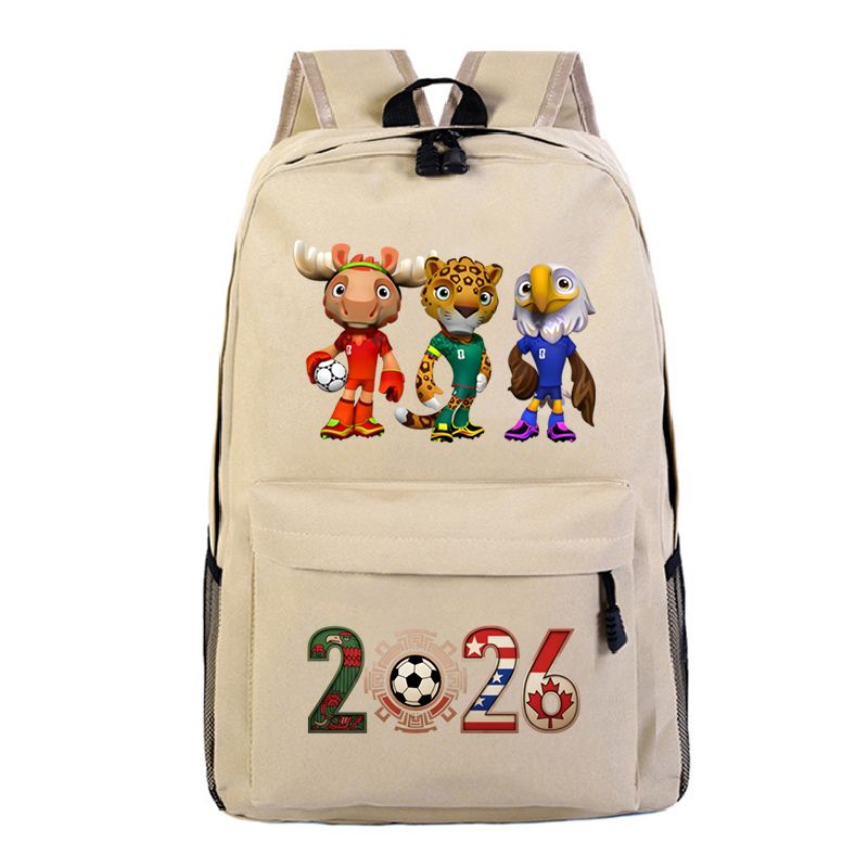 Рюкзак школьный FIFA World Cup 2026, талисманы Maple/Zayu/Clutch, большой, 29x14x43 см, для младших школьников, унисекс, 4 отделения