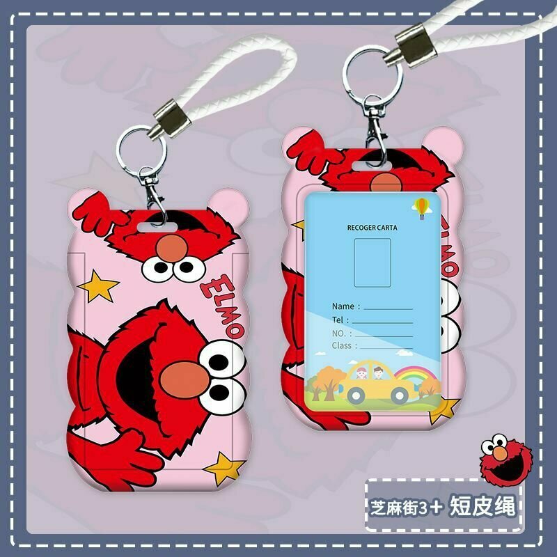 Держатель для карт с мультяшным Улицей Сезам, держатель для студенческого удостоверения, держатель для карт доступа в автобус и метро с шнурком для детского сада