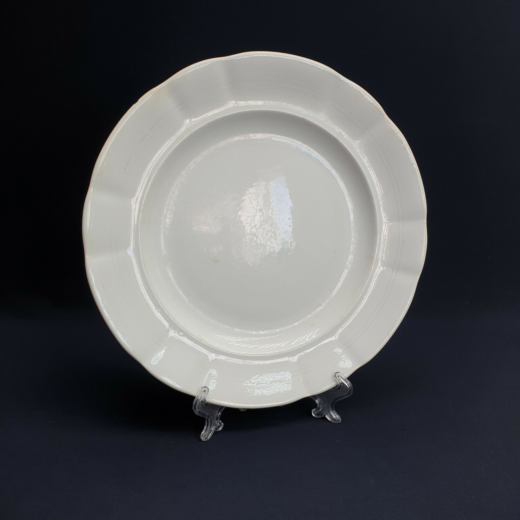 Столовая тарелка Т-ва М. С. Кузнецова, фарфор 24 см, дефекты, антиквариат Россия до 1917 г