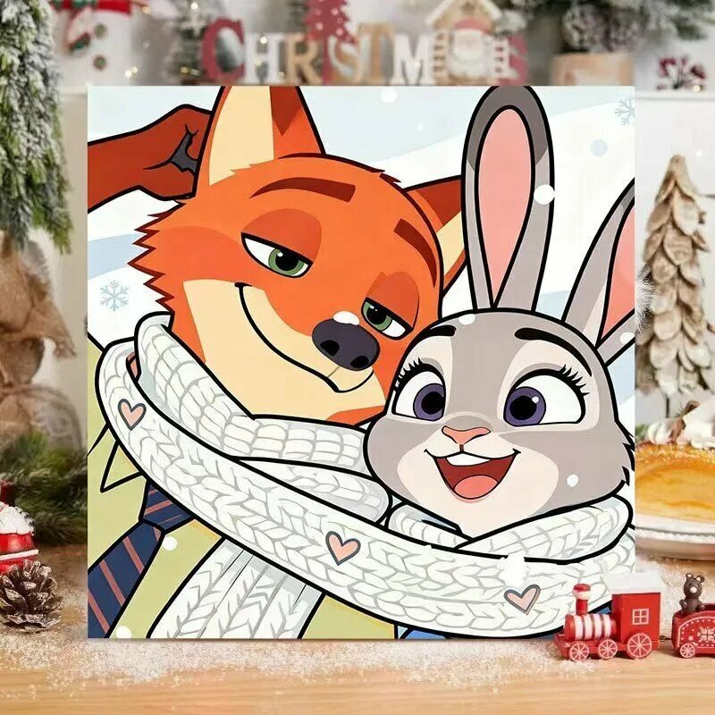 Картина по номерам на холсте с подрамником 20х20 "Зверополис"zootopia