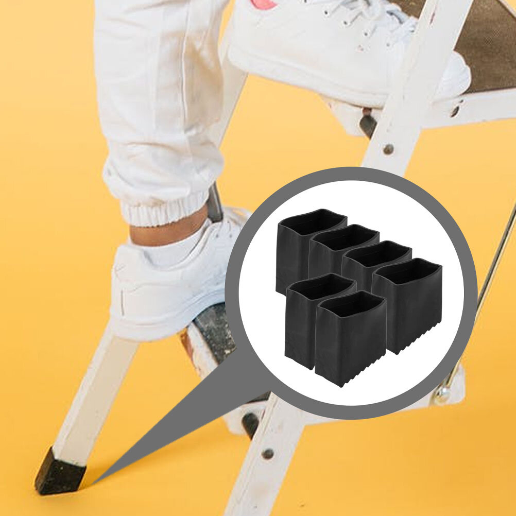 Чехлы Для Ножек Лестницы, 6 Штук, Черные, Резиновые, Противоскользящие, Устойчивые К Высоким Температурам