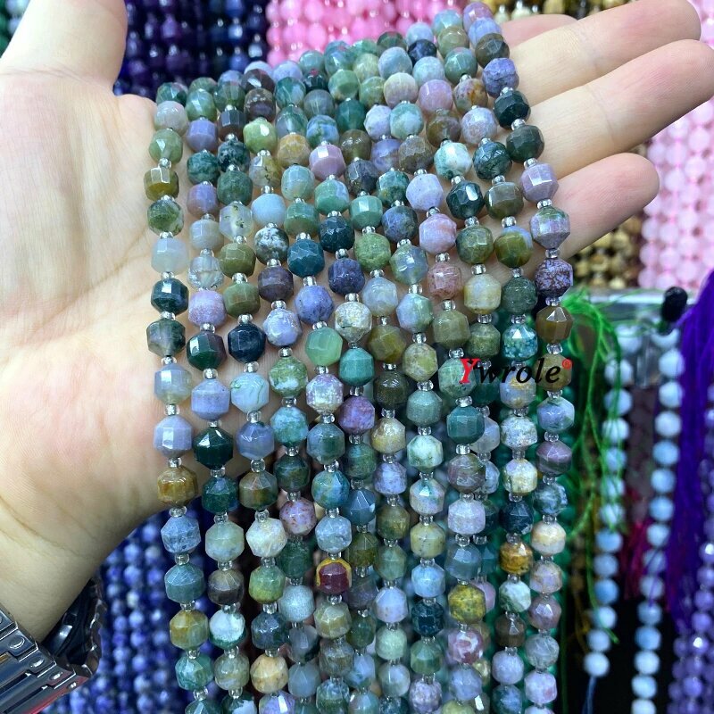 Бусины из белого агата YWROLE 8 мм 7x8mm 17pcs loose, Indian agate