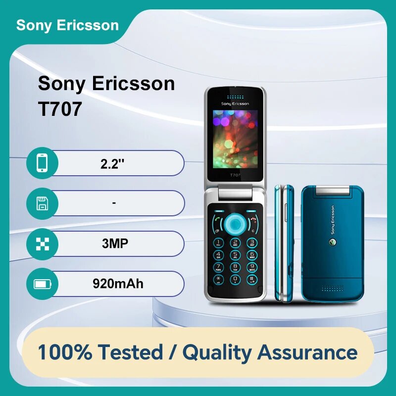 Разблокированные оригинальные смартфоны Sony Ericsson T707, 2,2 дюйма, 3 МП, громкоговоритель, 900 мАч, мобильный телефон в хорошем состоянии