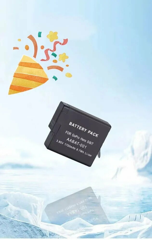 Аккумулятор для фотоаппарата GoPro HERO 5 , 7 / 8 , 6 / AHDBT-501 . AABAT-001 . 601-10197-00 - батарея 1750mAh