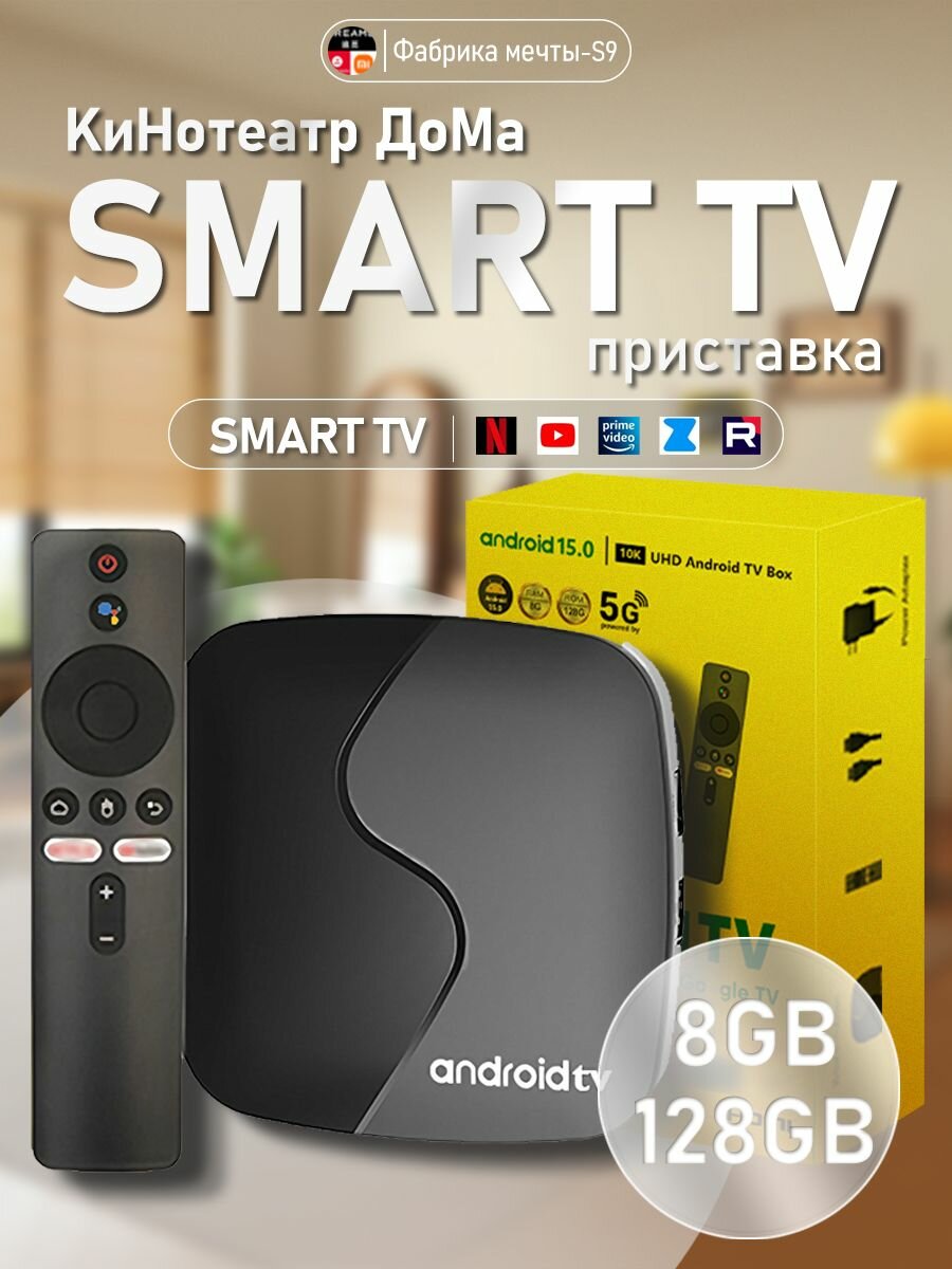 ТВ приставка для цифрового ТВ / Приставка для телевизора Андроид 15.0 / Медиаплеер UHD 8K ULTRA 8/128 ГБ