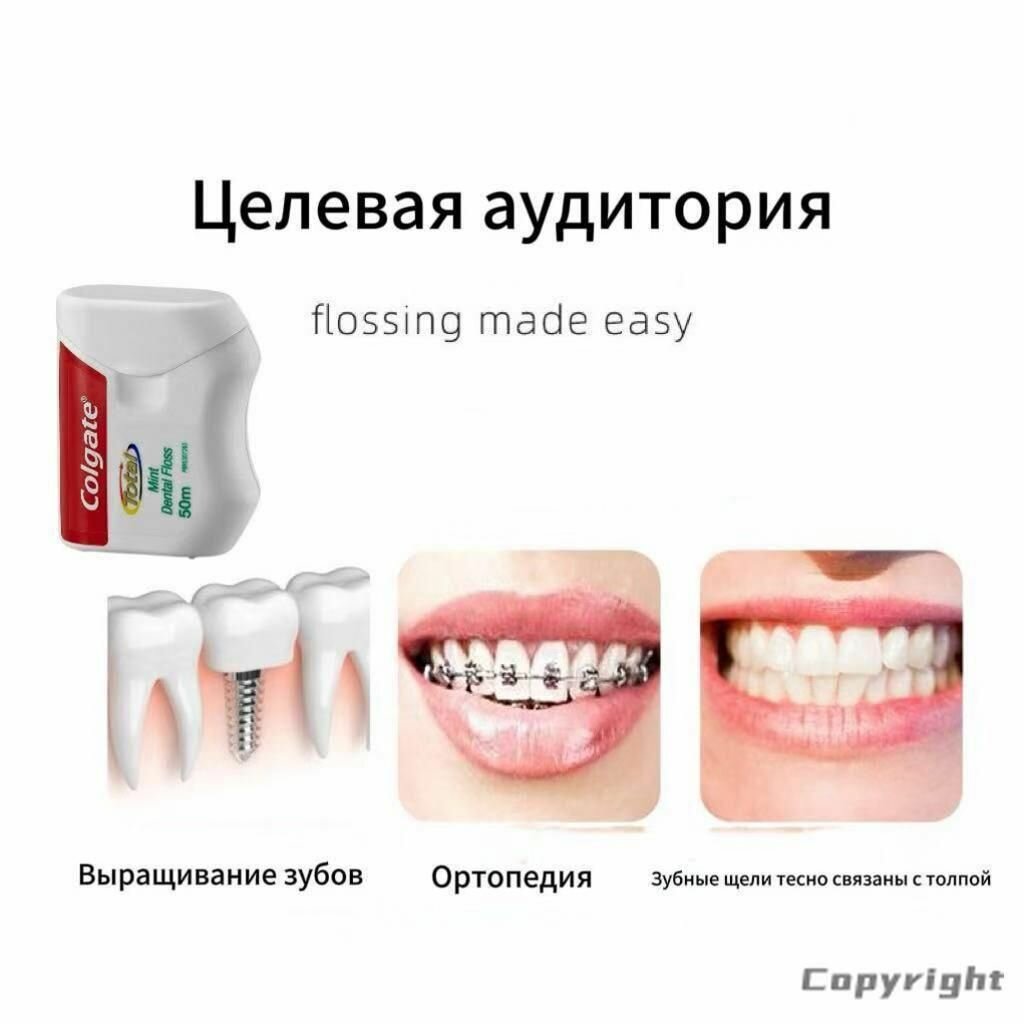 Зубная нить Colgate Total Professional для здоровья десен 50 метров