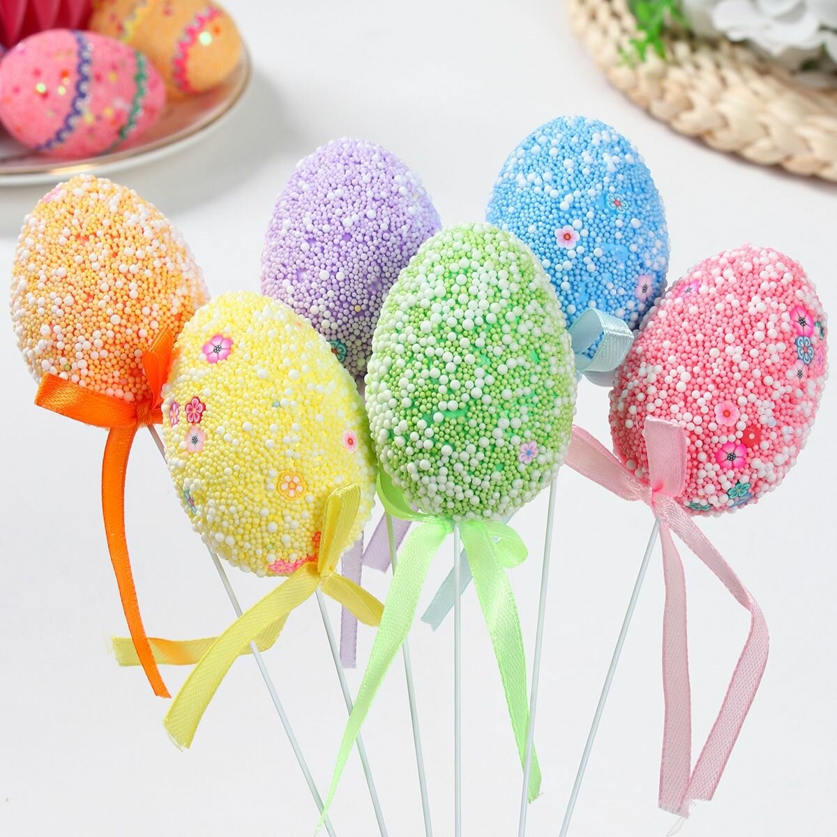 Пасхальные яйца Со стержнем,4*6cm 6шт