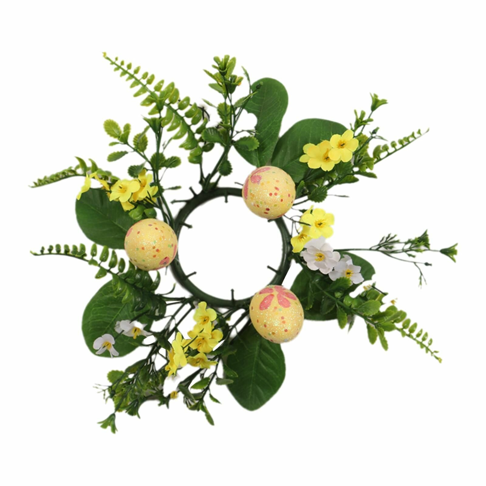 Подсвечник-венок с пасхальными яйцами, искусственная трава, декоративный венок для стола, 25 см