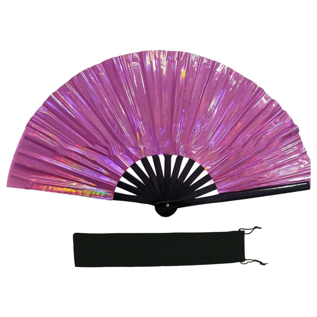 Большой веер для ушу из ПВХ с эффектом мерцания, 44