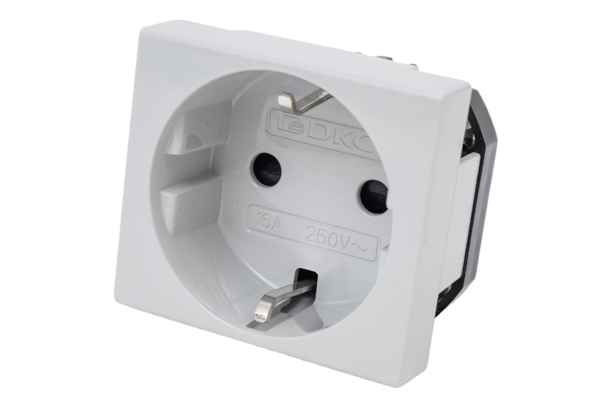 Розетка 1-м 2мод. Viva 16А IP20 2P+E с заземл. защ. шторки сер. DKC 45025