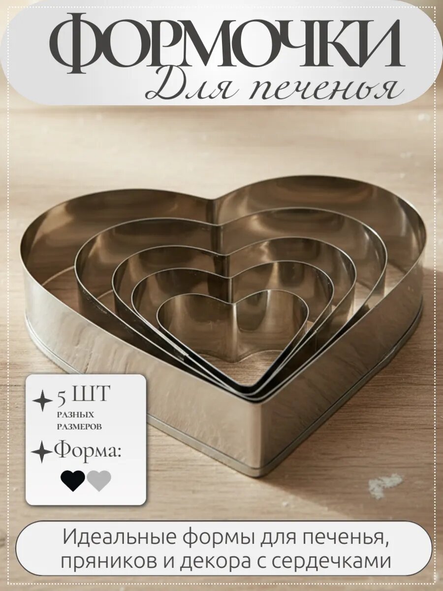 Набор формы для печенья, теста, канапе, пряников 5 шт