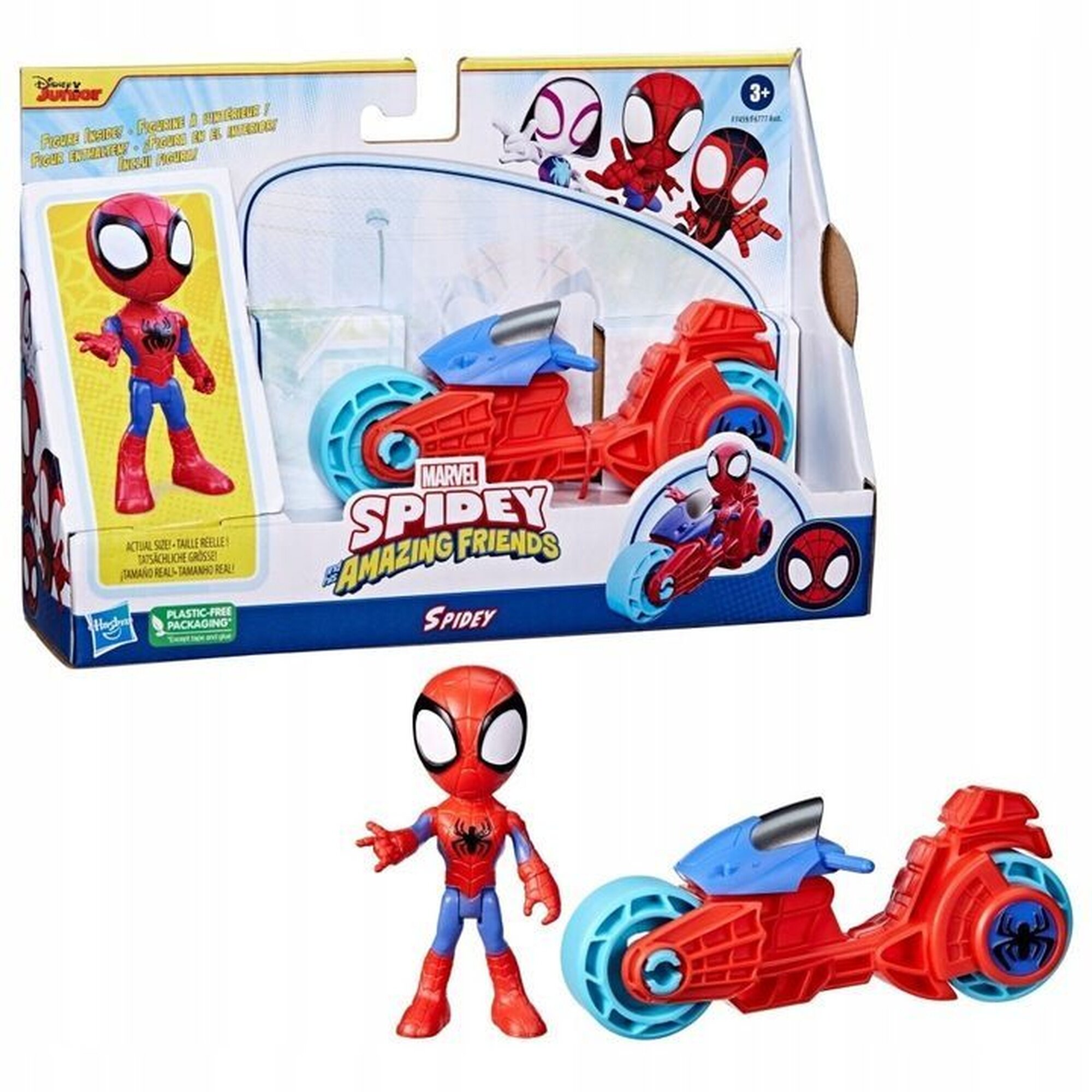 Фигурки Hasbro Spidey Amazing Friends - Фигурка супергероя Спайди на мотоцикле F7459
