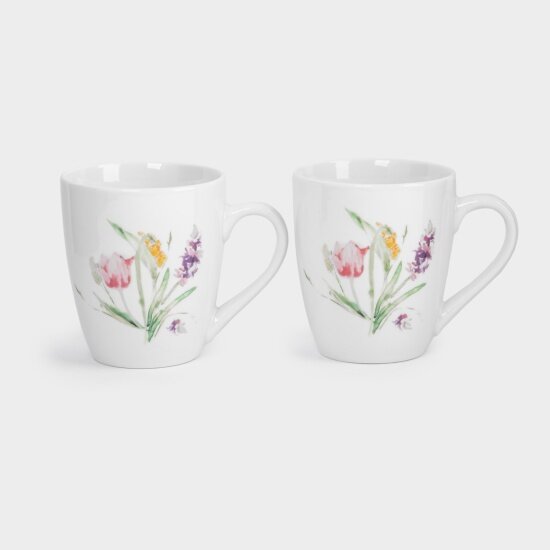 Набор кружек Anna Lafarg Bouquet 2 шт, 350 мл, фарфор, белый, Акварельные цветы (ANLAF-MEIBO-200525-3)