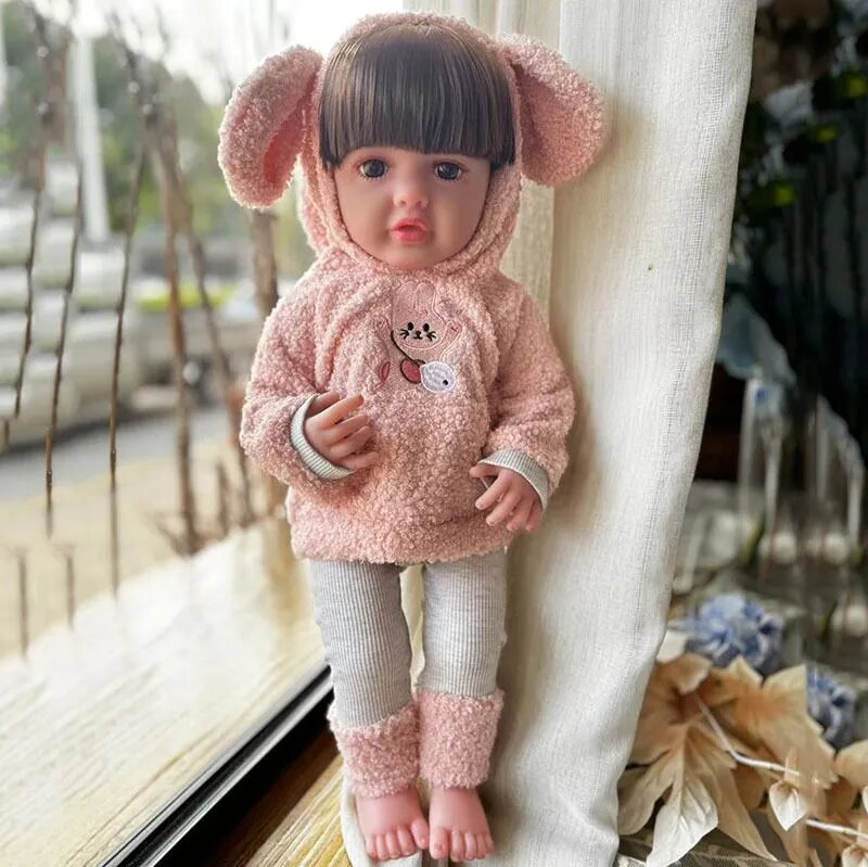 Кукла-младенец 55 см в милом костюме зайчика, мягкая виниловая кукла-реборн для девочек