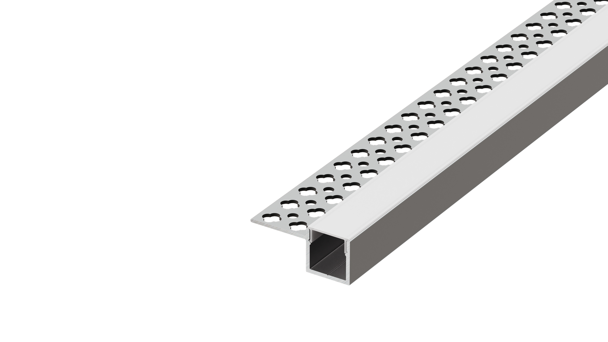 Встраиваемый профиль под шпаклевку 35,5х15мм, длина 2 метра, матовый экран, 4 заглушки, цвет алюминий, Donel