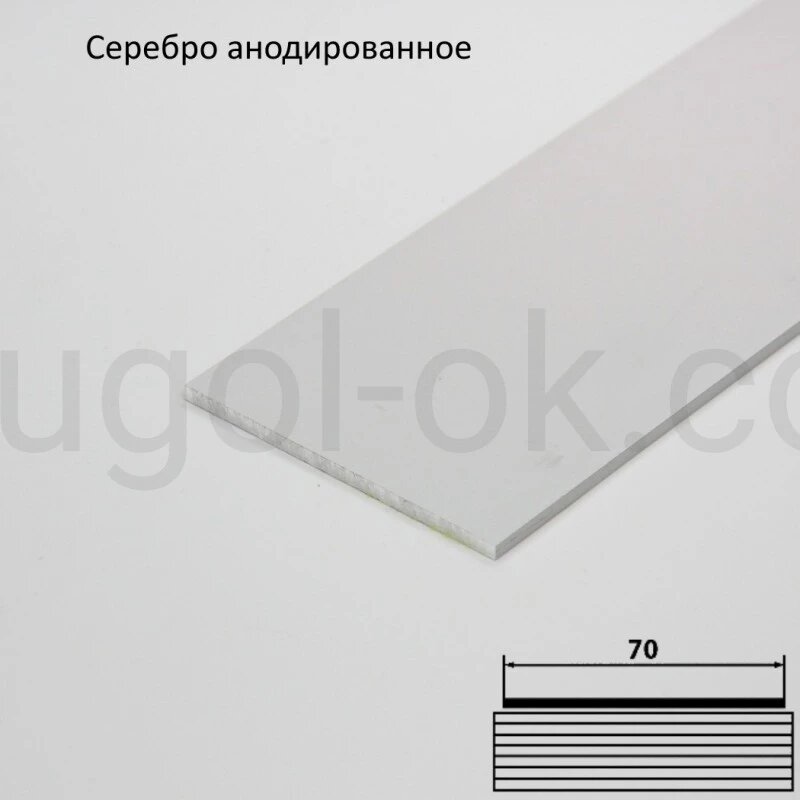 Алюминиевая полоса декоративная 70*2 анод. бесцветная 3м Донской алюминий