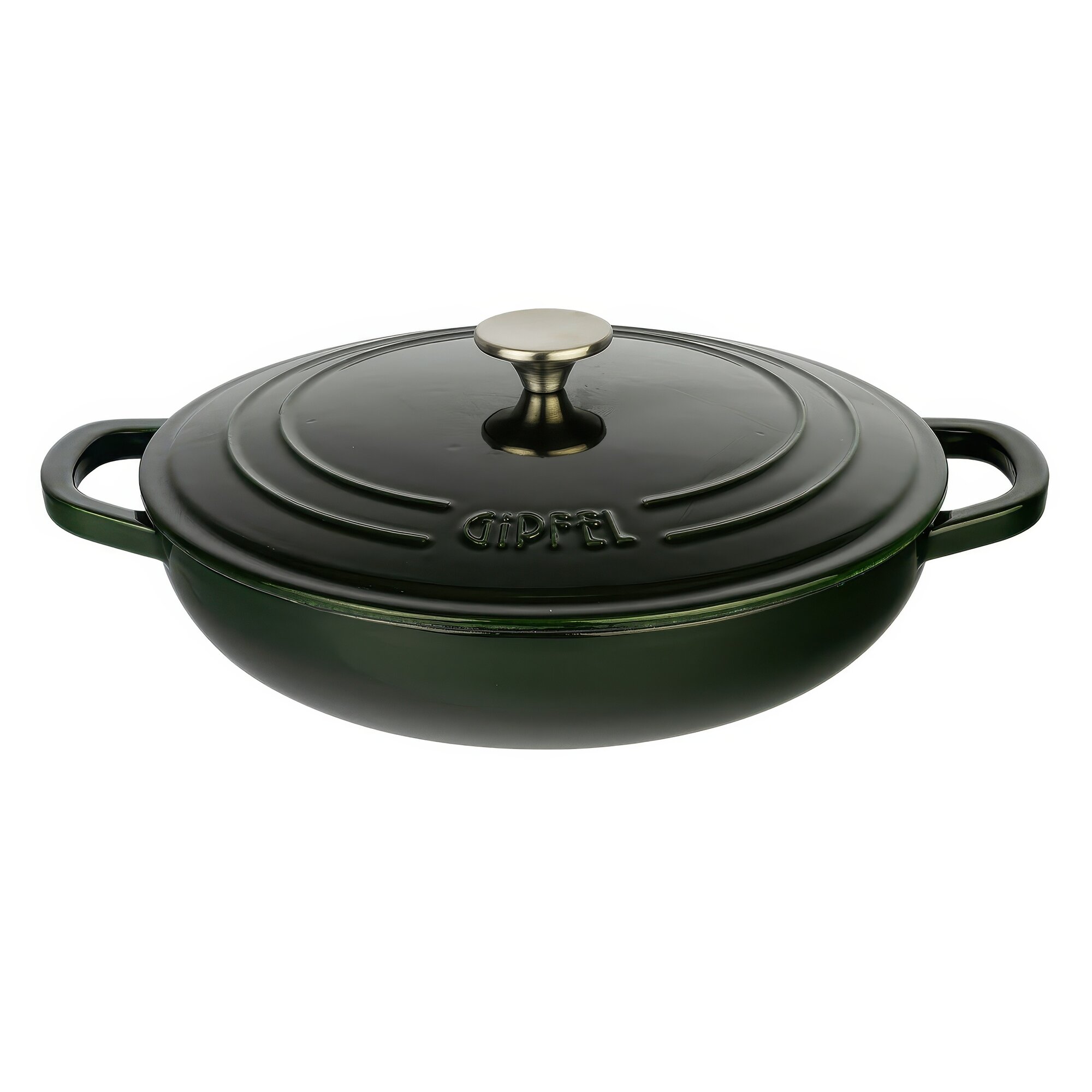 Сотейник Gipfel Majolica 51088, 3,5 л, 30х6.5 см, чугун, темно-зеленый